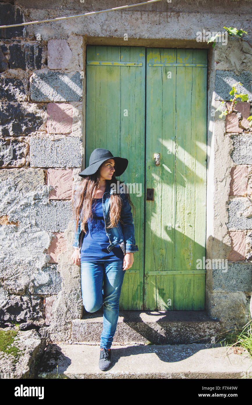 Woman Outside Front Door High Resolution Stock Photography and Images ...