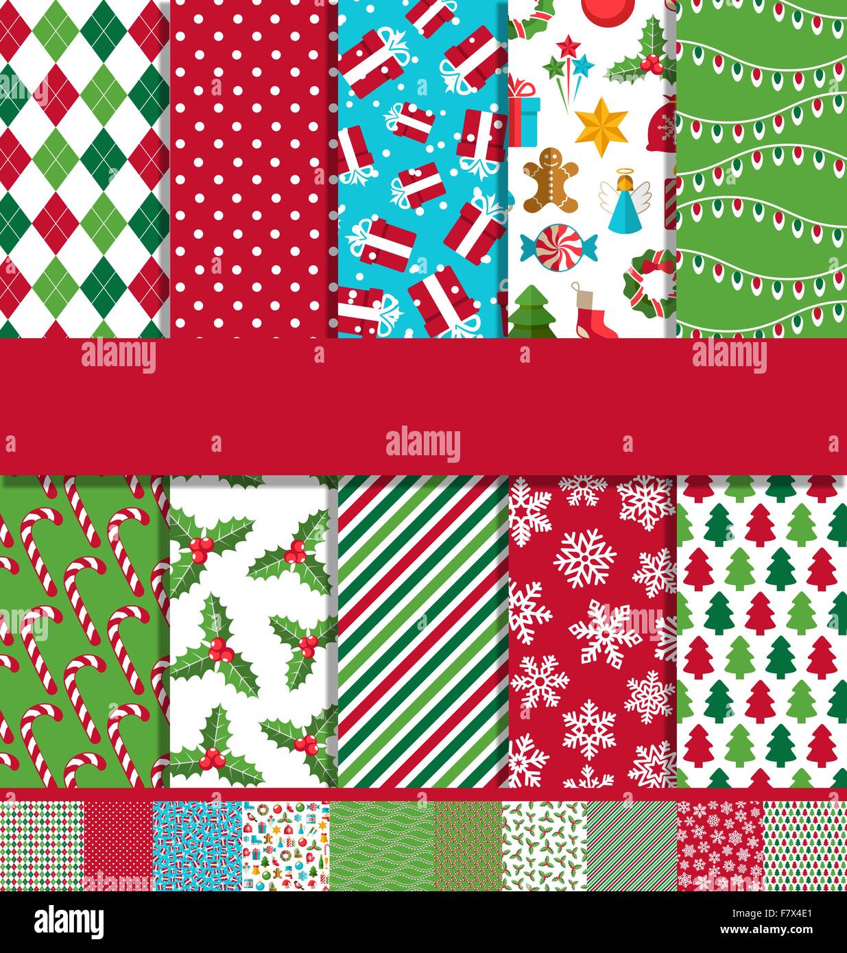 Set of 10 Seamless Bright Christmas Patterns Stock Vector Image & Art ...