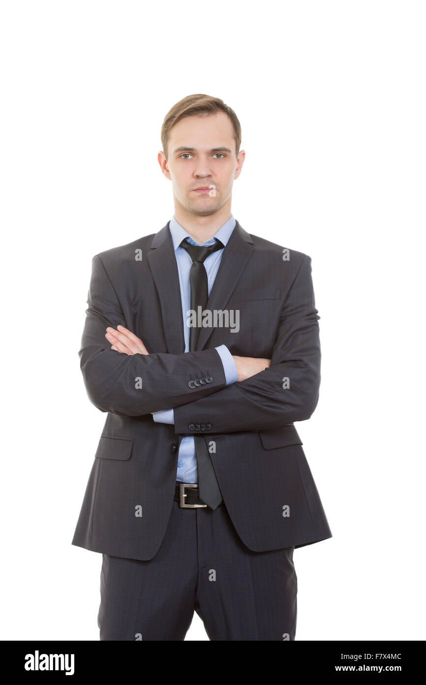 body language. man in business suit isolated white background. Training ...