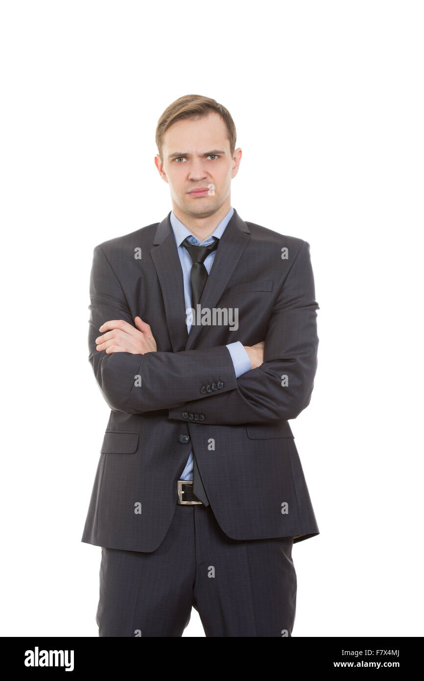 body language. man in business suit isolated white background. Training ...