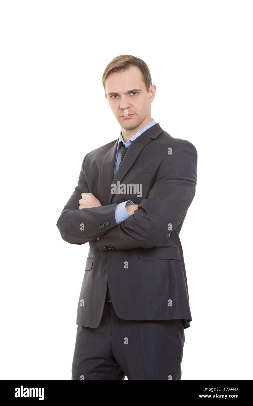 body language. man in business suit isolated white background. Training ...