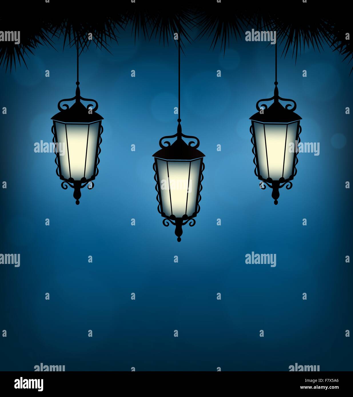 Vintage lanterns on old Stock Vector Images - Alamy