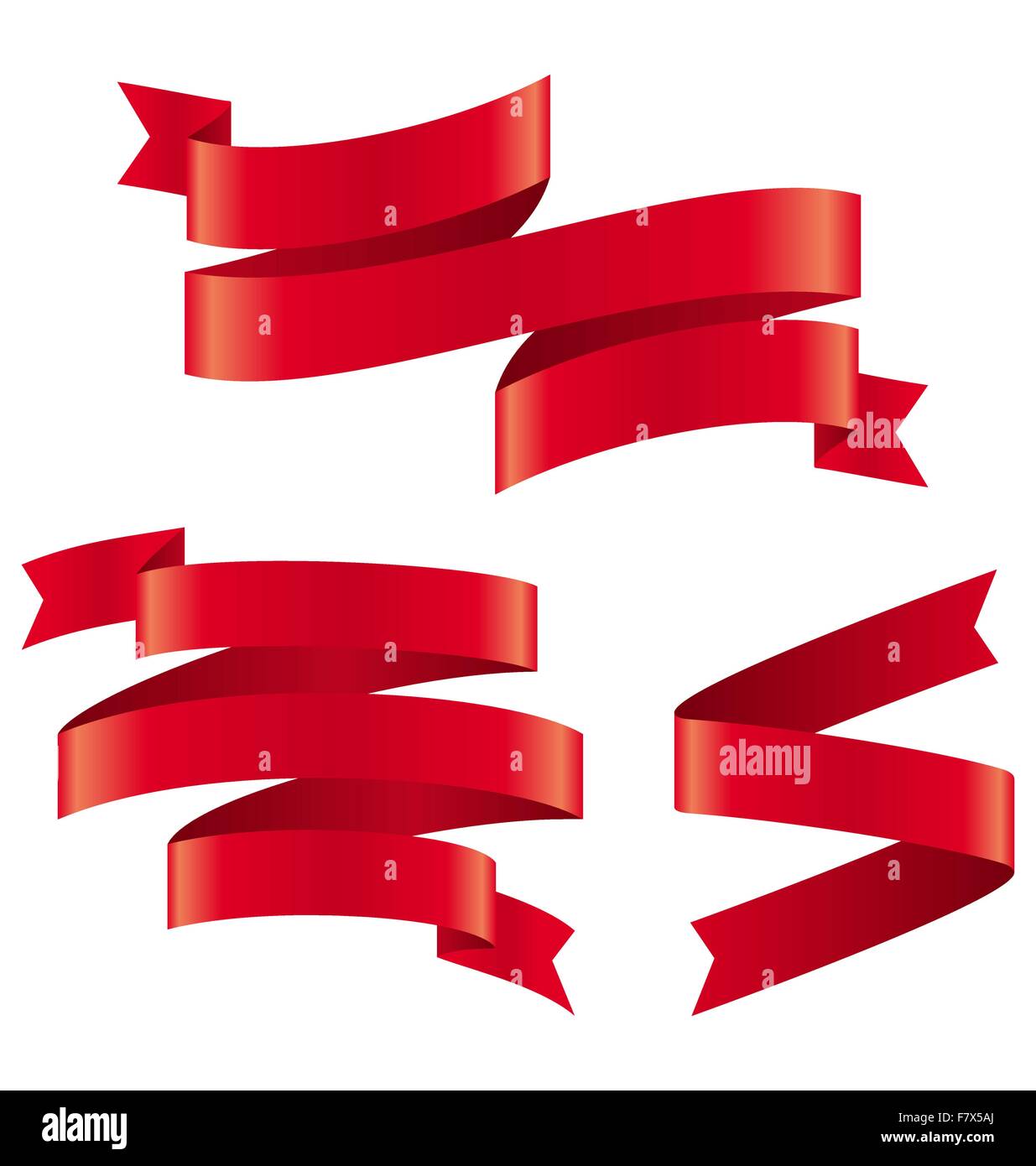 Celebration Curved Ribbons Variations Isolated on White Stock Vector ...