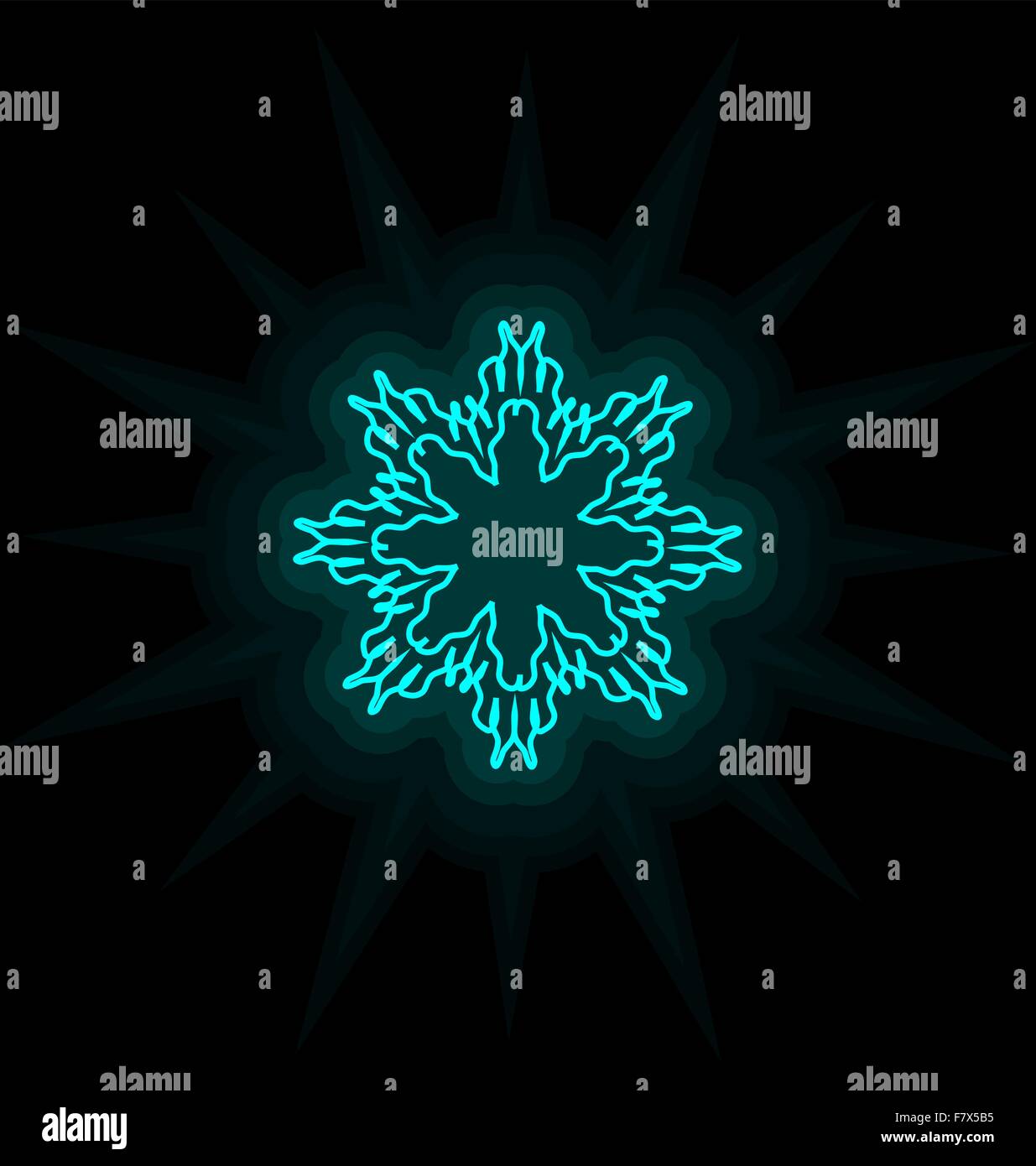 Self-illuminated cyan snowflake isolated on black Stock Vector Image ...