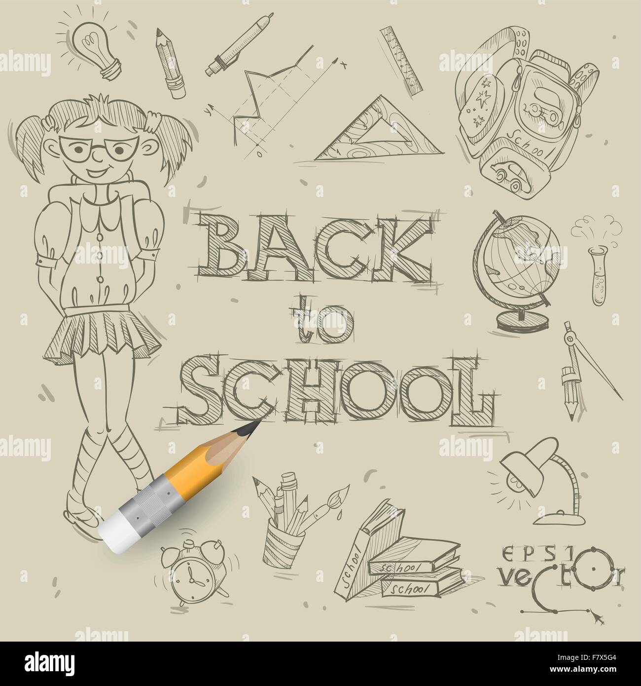 School child writing pen Stock Vector Images - Alamy