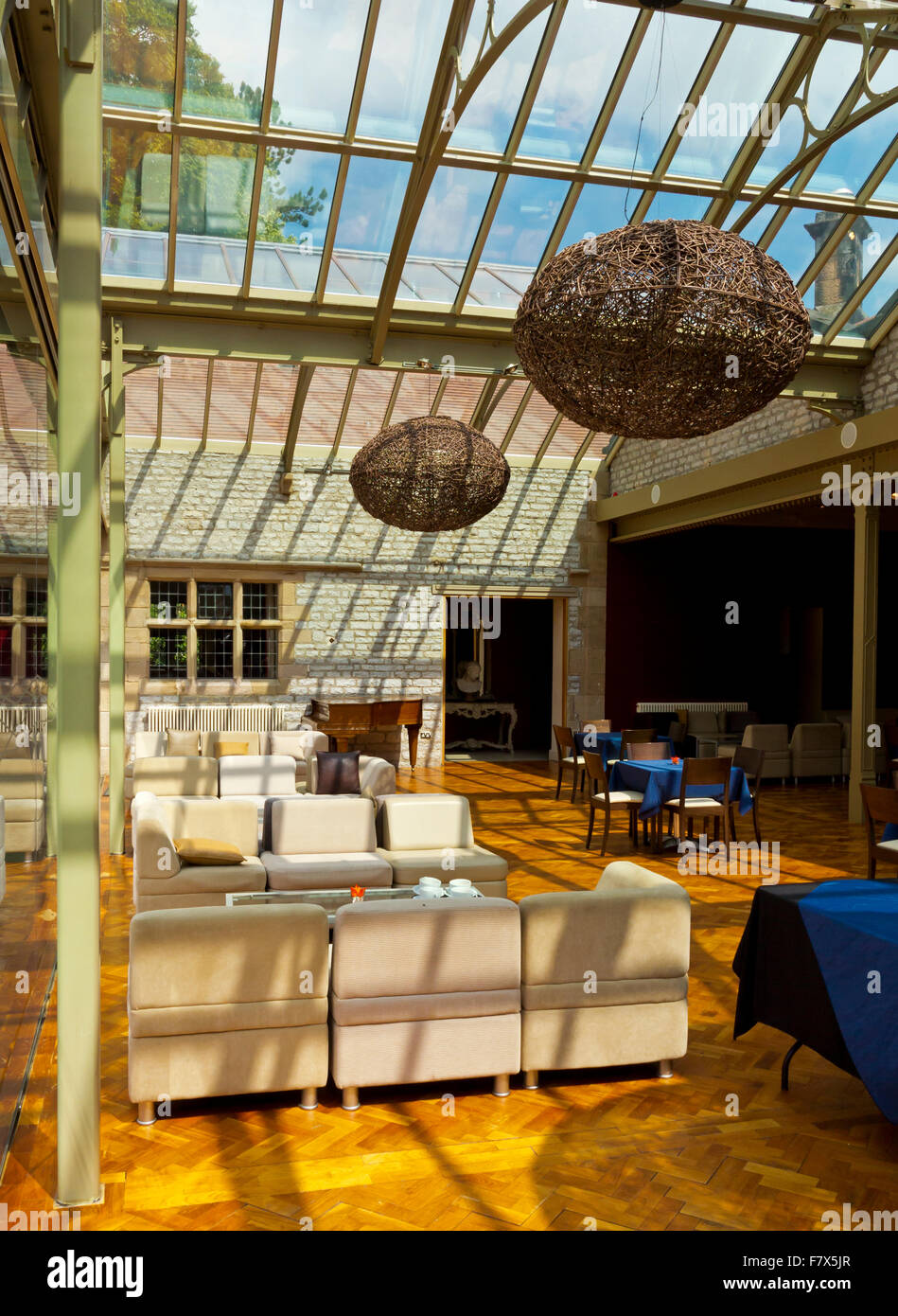 Entrance atrium at Thornbridge Hall a country house near Great ...