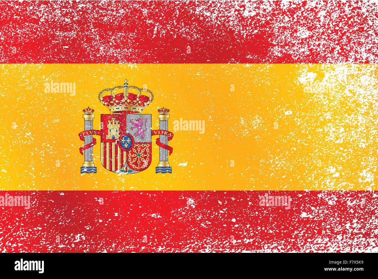 The flag of spain with icons over red and yellow and white grunge Stock ...
