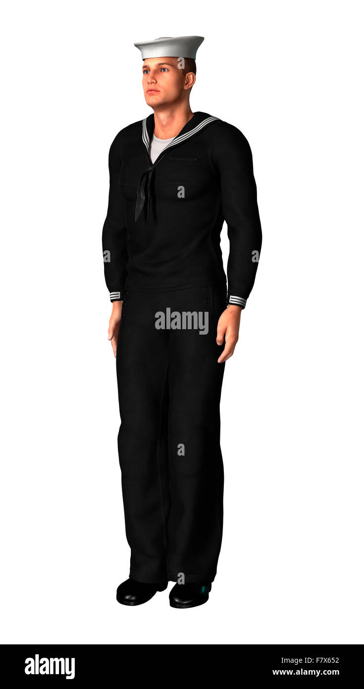 3D digital render of a young seaman isolated on white background Stock ...