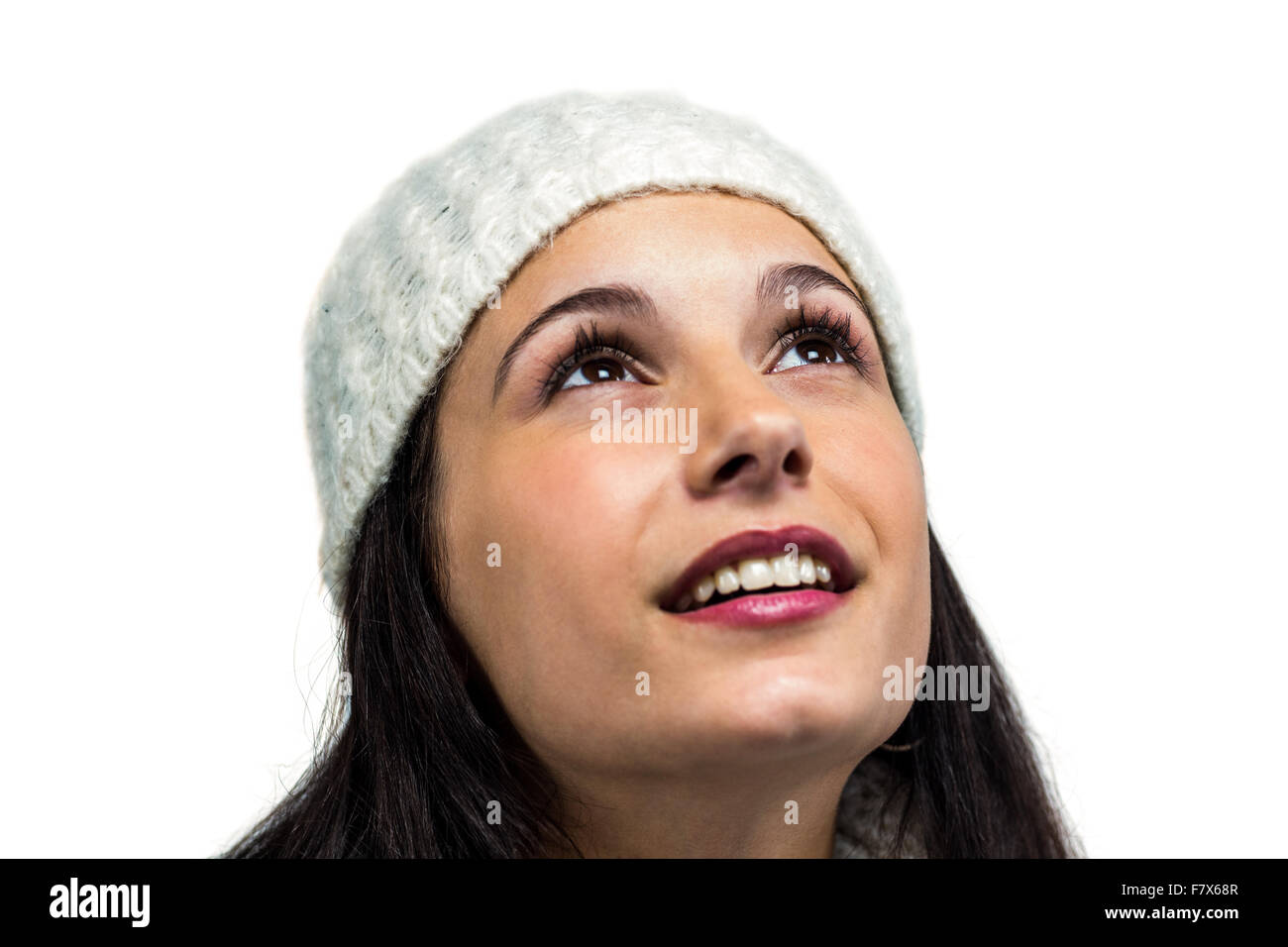 Attractive woman looking up Stock Photo - Alamy
