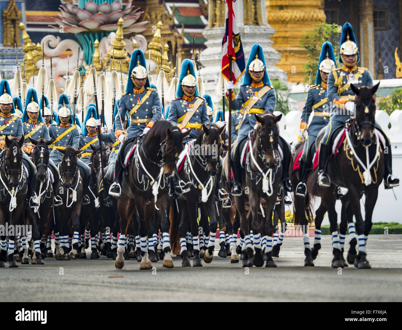 Bangkok, Thailand. 3rd Dec, 2015. A Thai army cavalry unit marches in ...