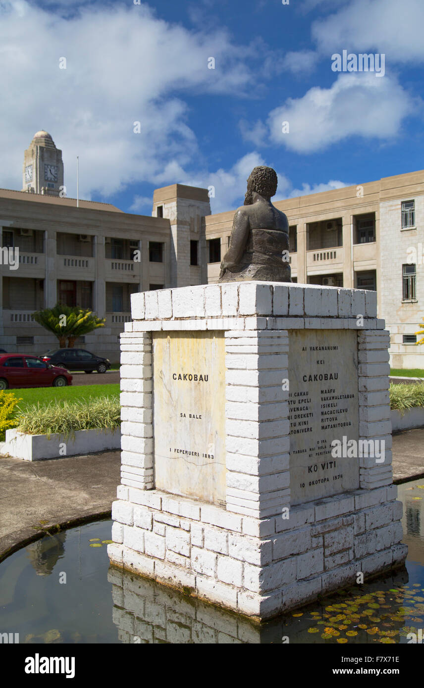 Statue outside government building, Suva, Viti Levu, Fiji Stock Photo ...
