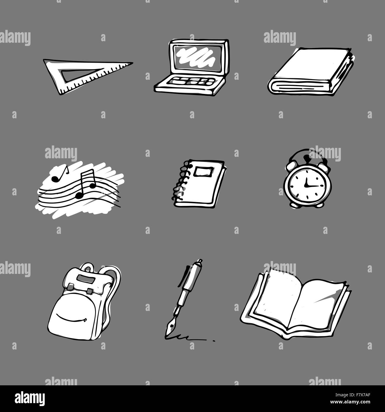 Laptop school supplies on Black and White Stock Photos & Images - Alamy