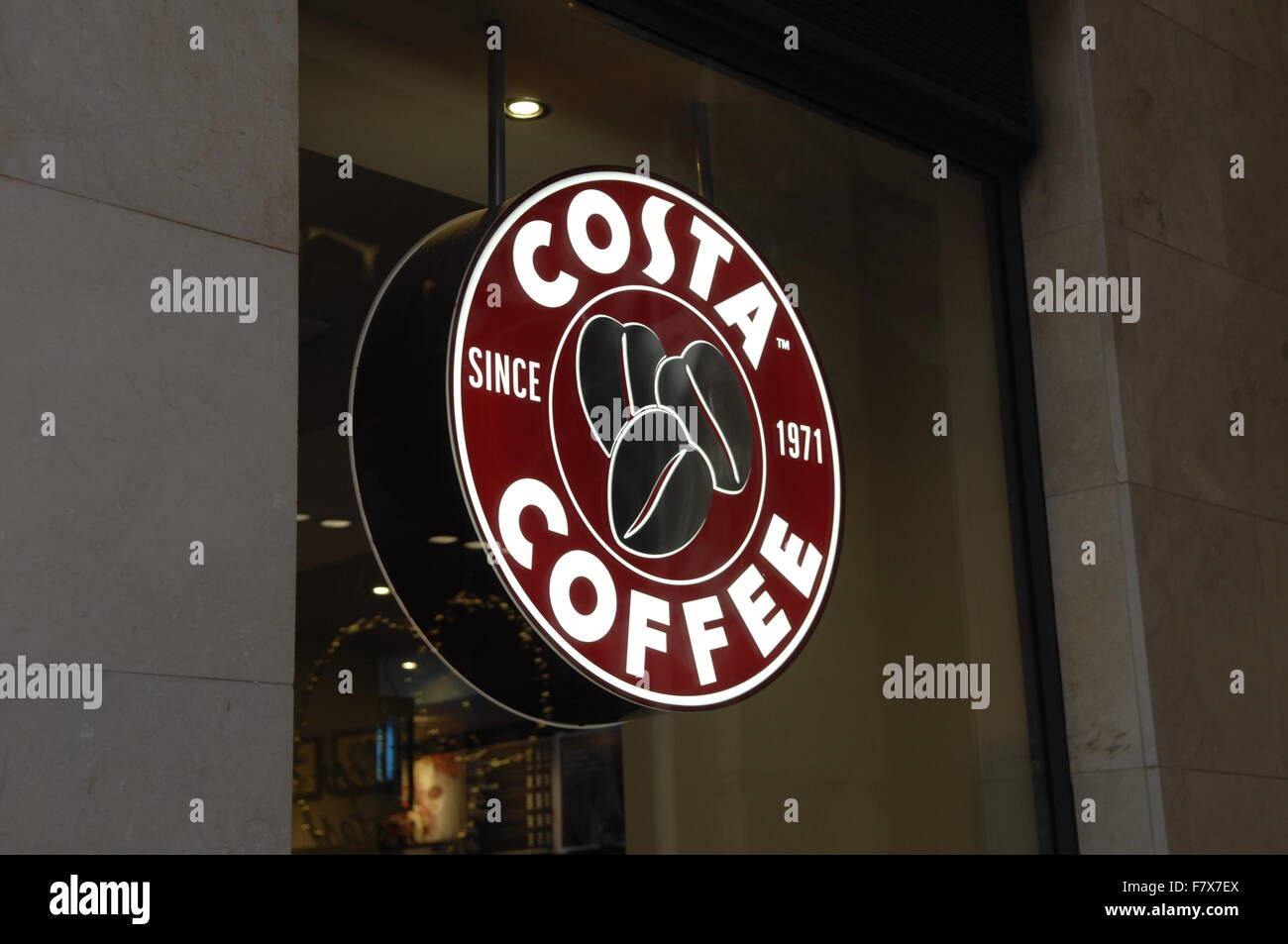 Costa Coffee Sign in window Stock Photo - Alamy