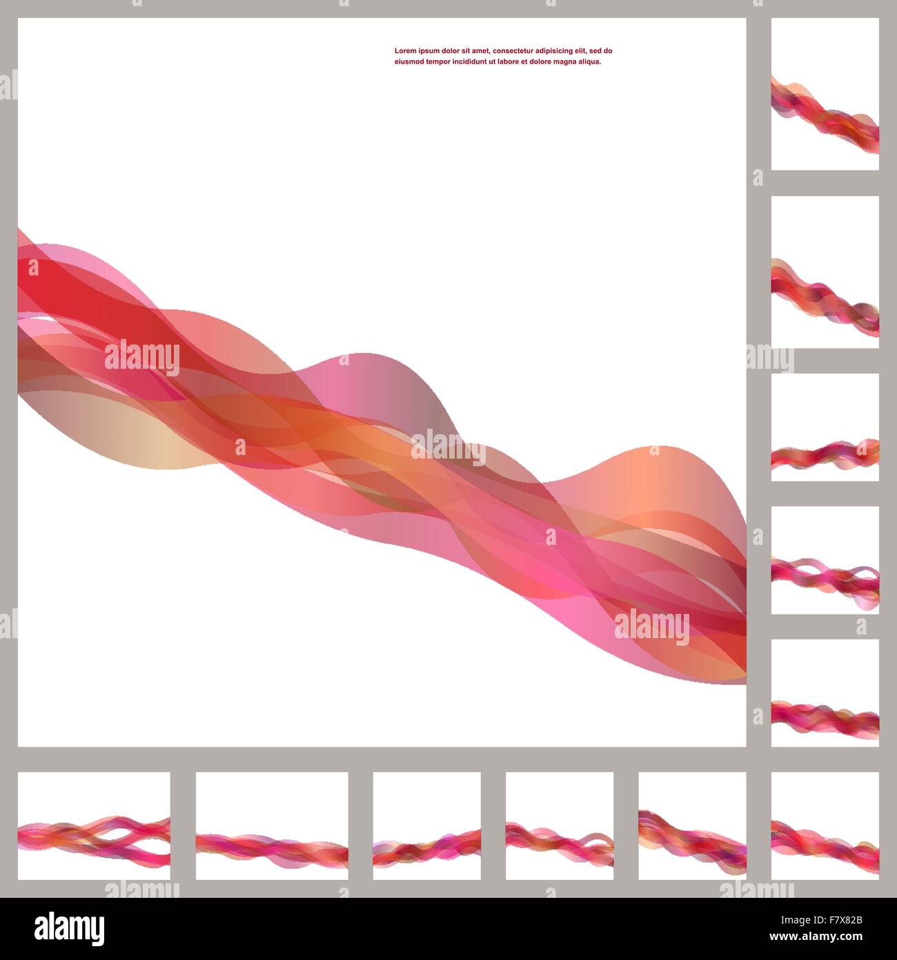 Red business wave background, brochure design template set Stock Vector ...