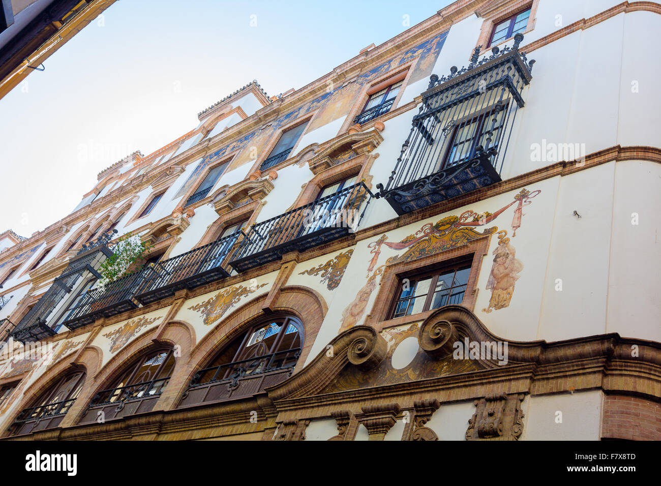 beautiful streets full of typical color of the Andalusian city of ...