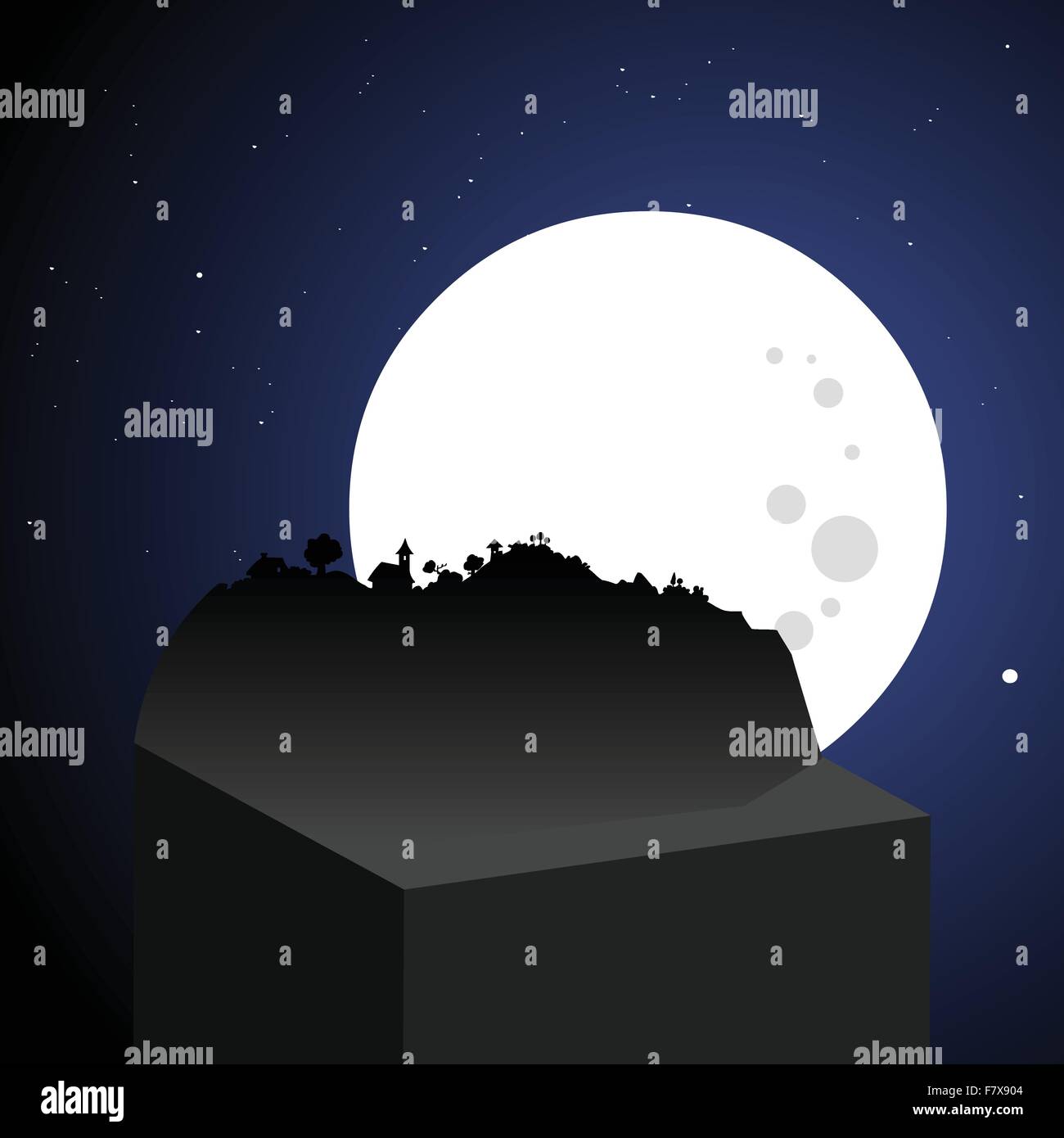 Landscape with night sky stars moon Stock Vector Images - Alamy