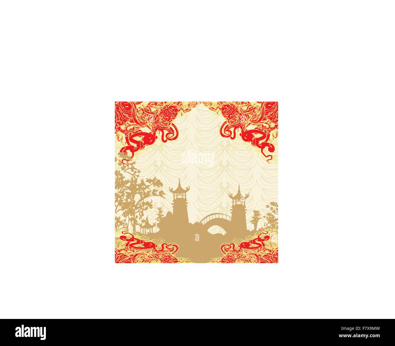 Abstract card with Asian buildings Stock Vector Image & Art - Alamy