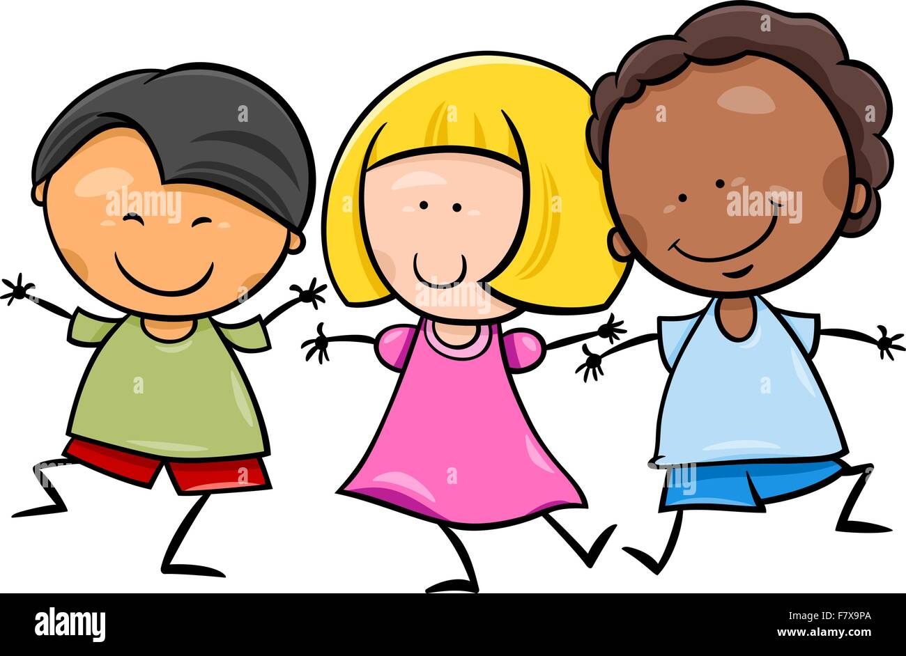 multicultural children cartoon illustration Stock Vector Image & Art ...