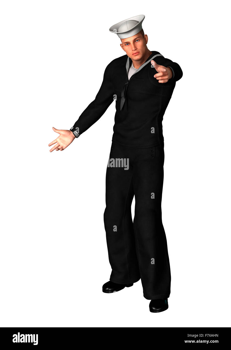 3D digital render of a young seaman isolated on white background Stock ...