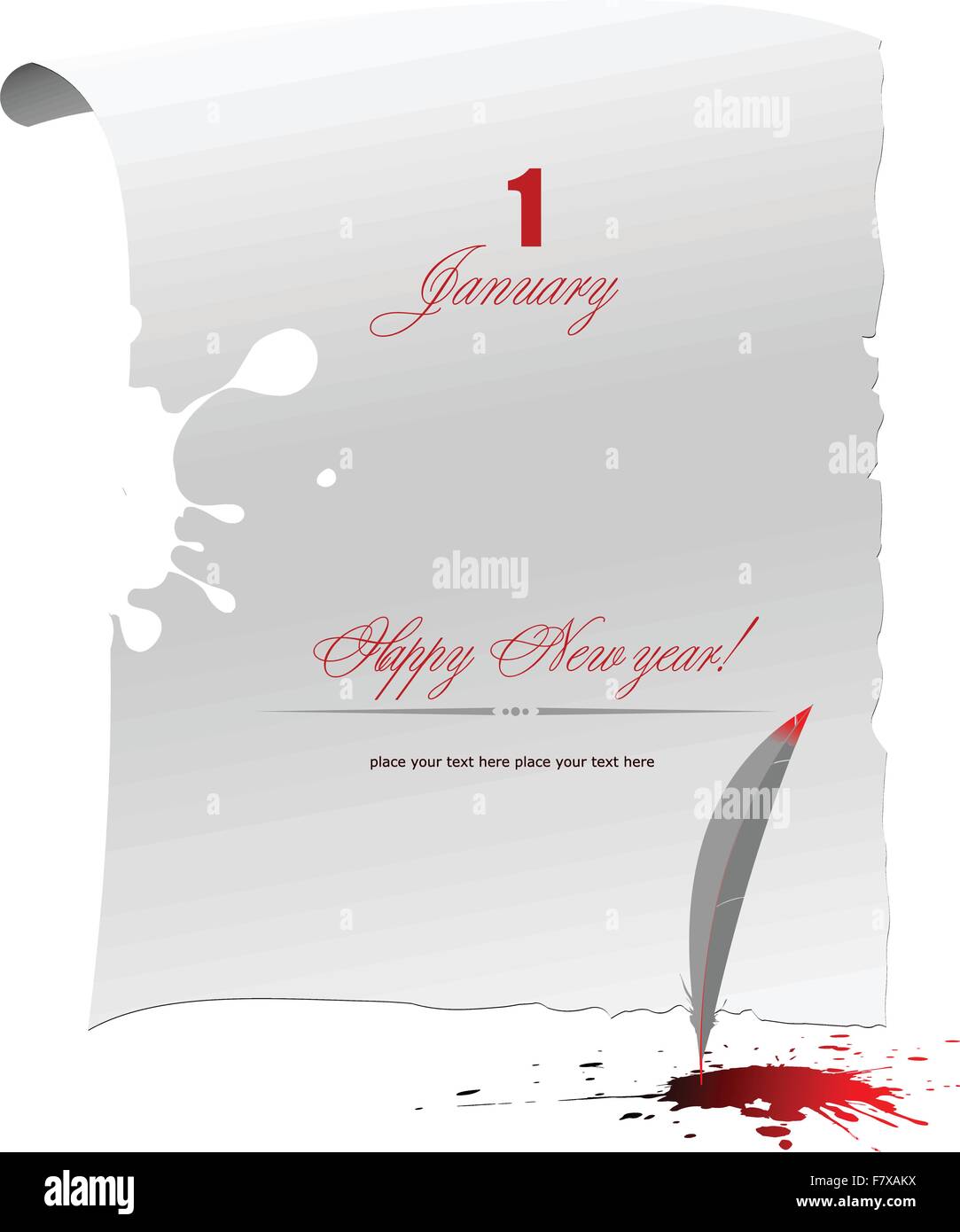 Blank letter with corner ribbon and date of January, 1. Vector i Stock ...