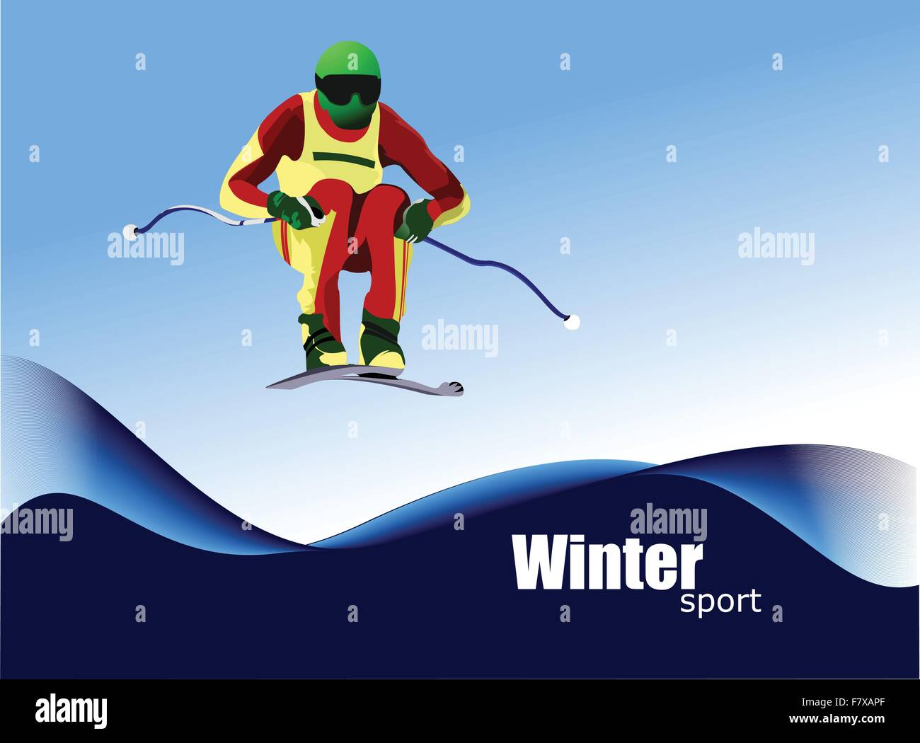 Jjumping Ski runner . Colored Vector illustration Stock Vector Image ...