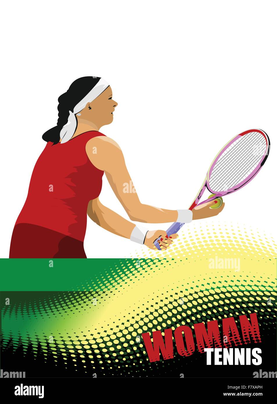 Woman tennis r poster. Colored Vector illustration Stock Vector Image ...