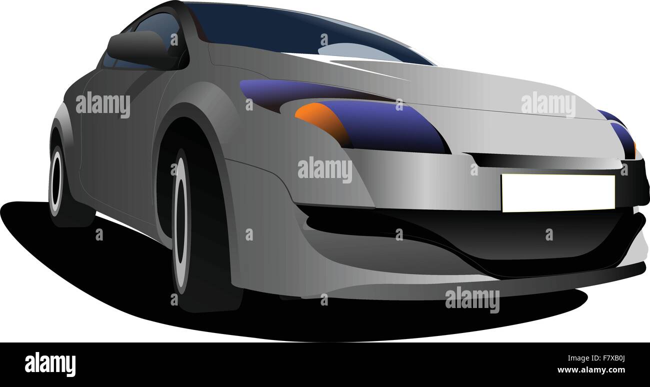 Gray car coupe on the road. Colored Vector illustration for desi Stock ...
