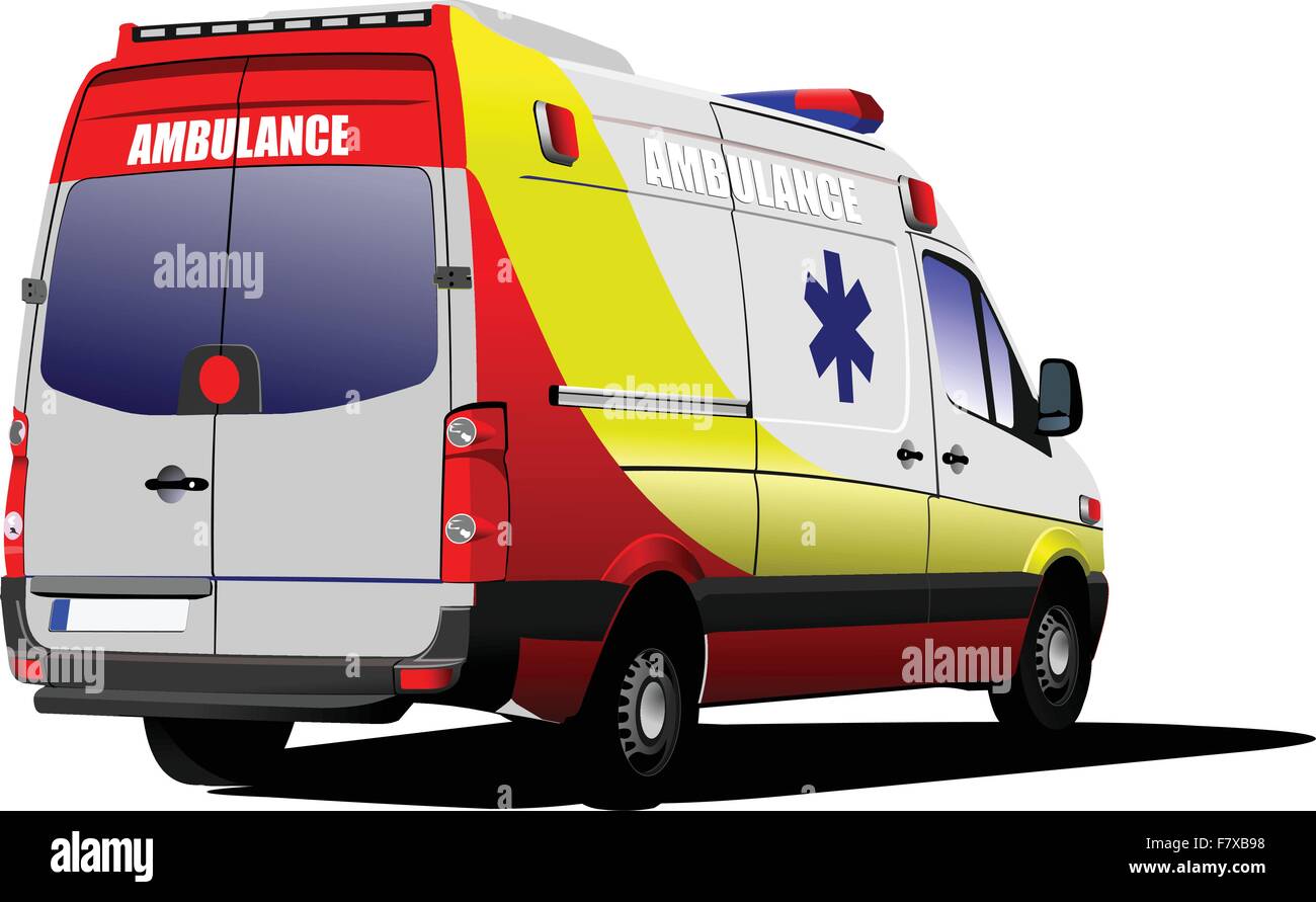 Modern ambulance van over white. Colored vector illustration Stock ...
