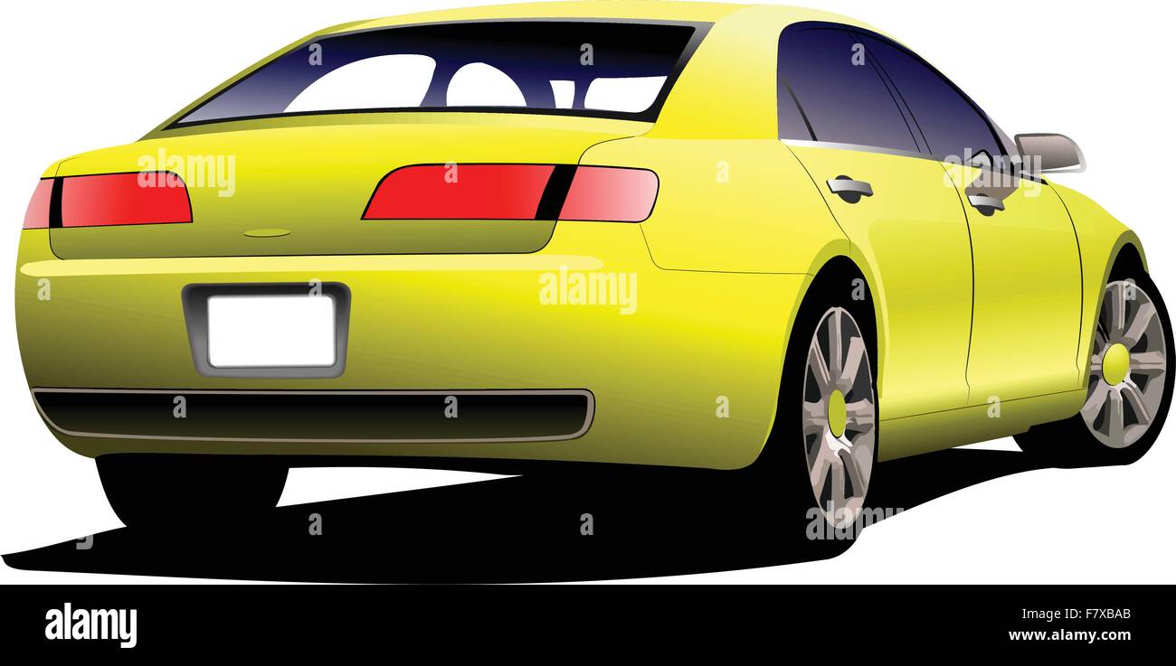 Yellow car sedan on the road. Colored Vector illustration Stock Vector ...