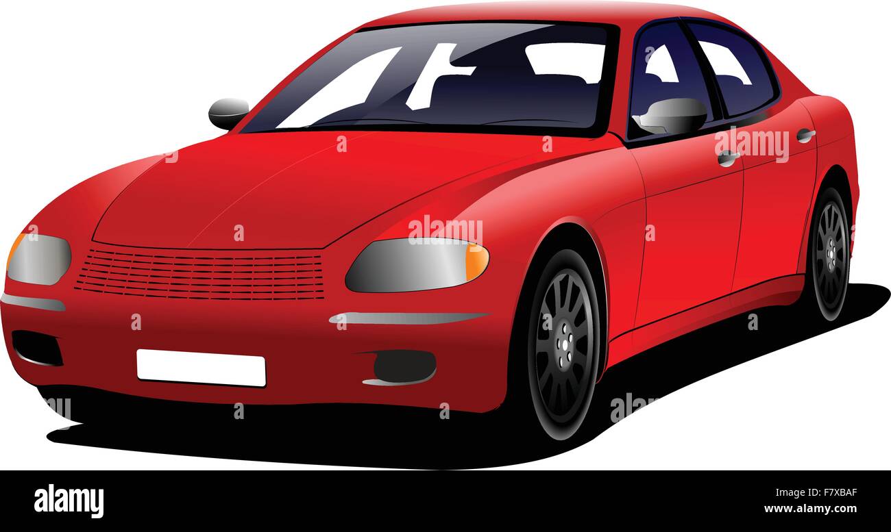 Red car sedan on the road. Colored Vector illustration Stock Vector ...