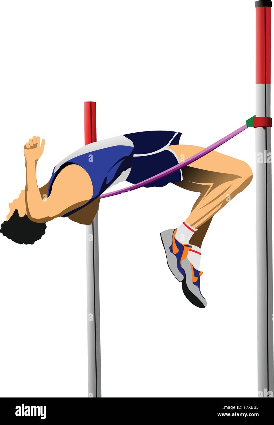 Vector illustration of a high jumper isolated on white backgroun Stock ...