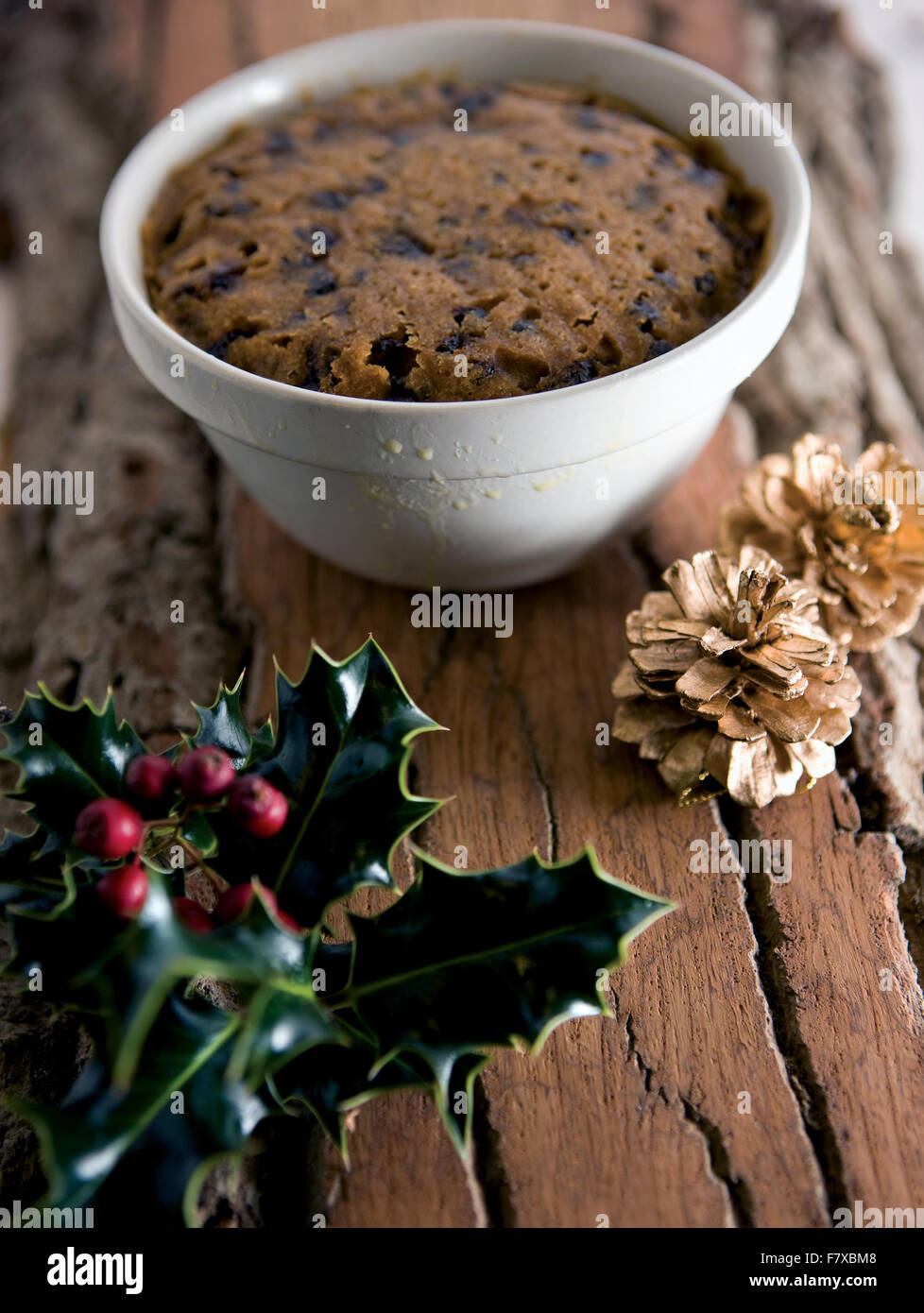 Christmas food – uncooked Christmas pudding ready for the oven Stock ...