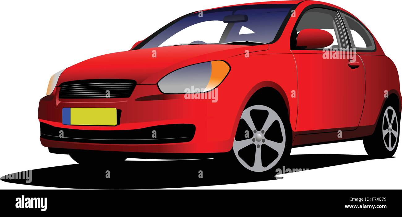 Red car sedan on the road. Vector illustration Stock Vector Image & Art ...