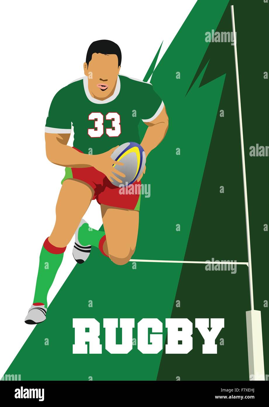 Rugby Player Silhouette. Vector illustration Stock Vector Image & Art ...