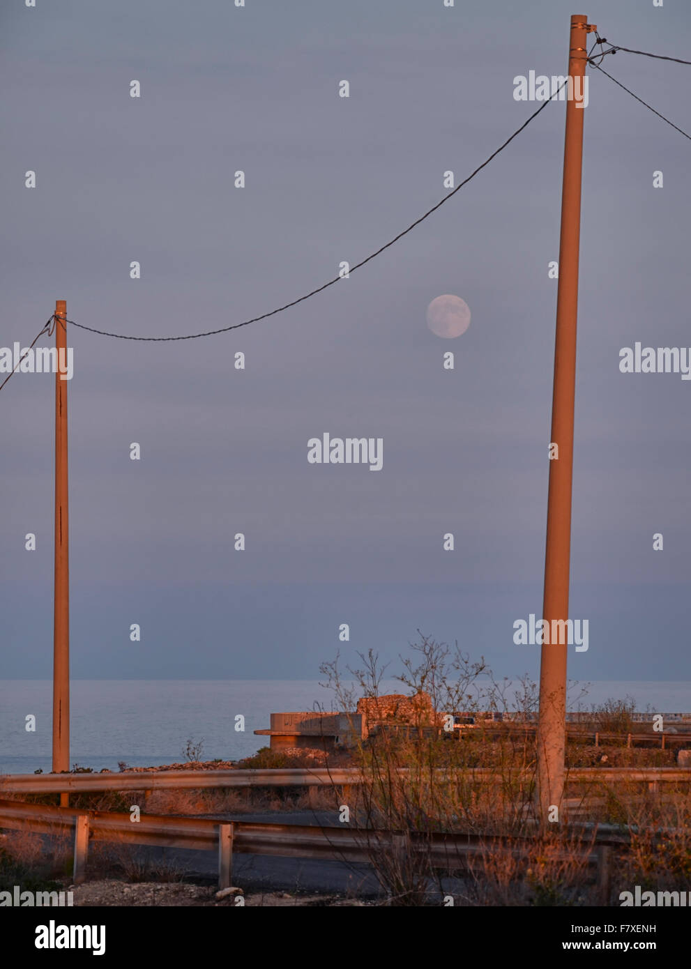 View of full moon in Sicilian landscape Stock Photo - Alamy