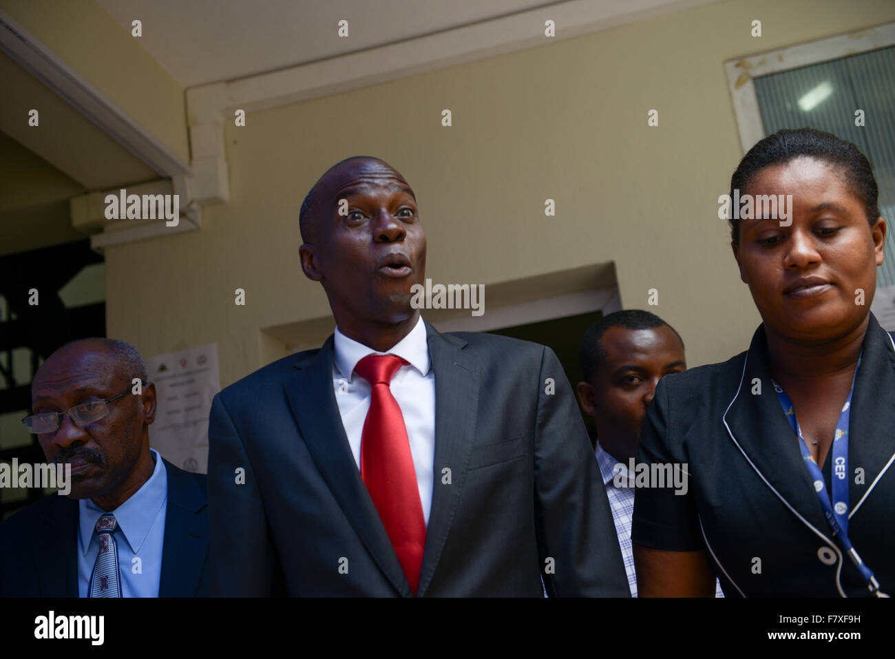 Port Au Prince, Haiti. 2nd Dec, 2015. Jovenel Moise (C), candidate to ...