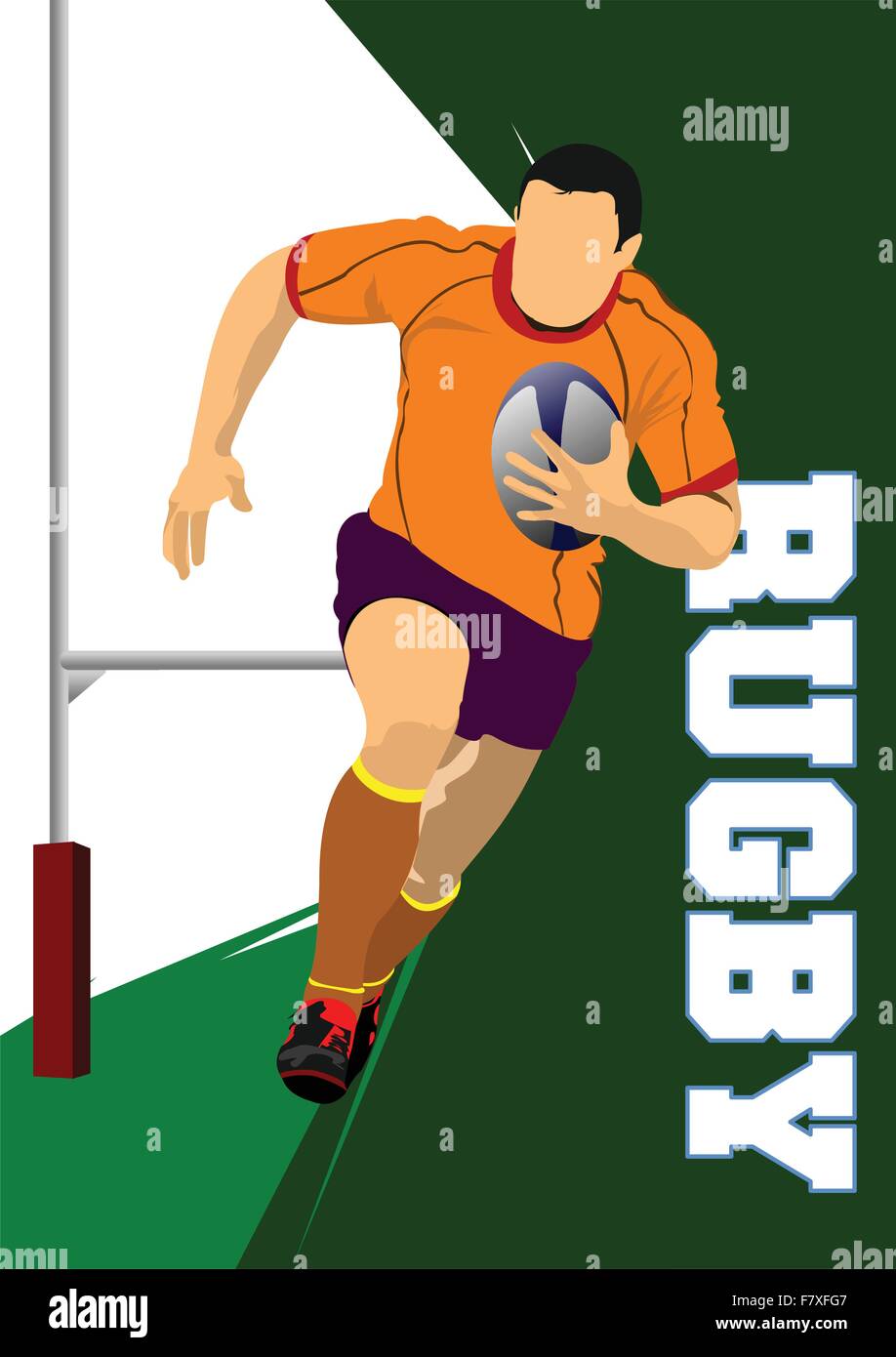 Rugby Player Silhouette. Vector illustration Stock Vector Image & Art ...