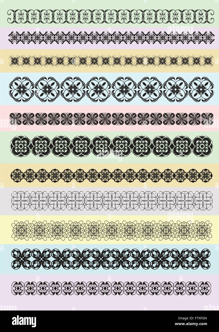 Collection of Ornamental Rule Lines in Different Design styles Stock ...