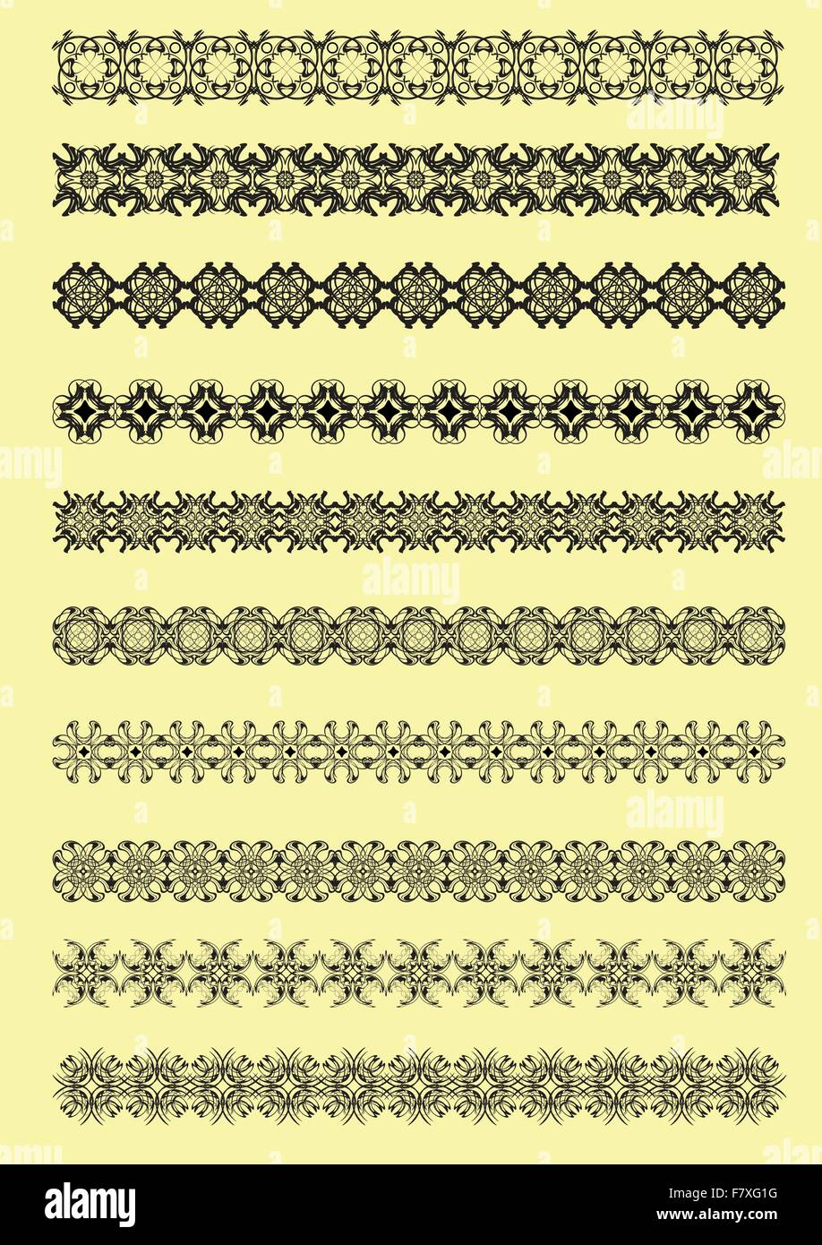 Collection of Ornamental Rule Lines in Different Design styles Stock ...
