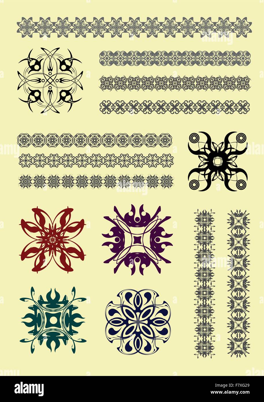 Collection of Ornamental Rule Lines in Different Design styles Stock ...