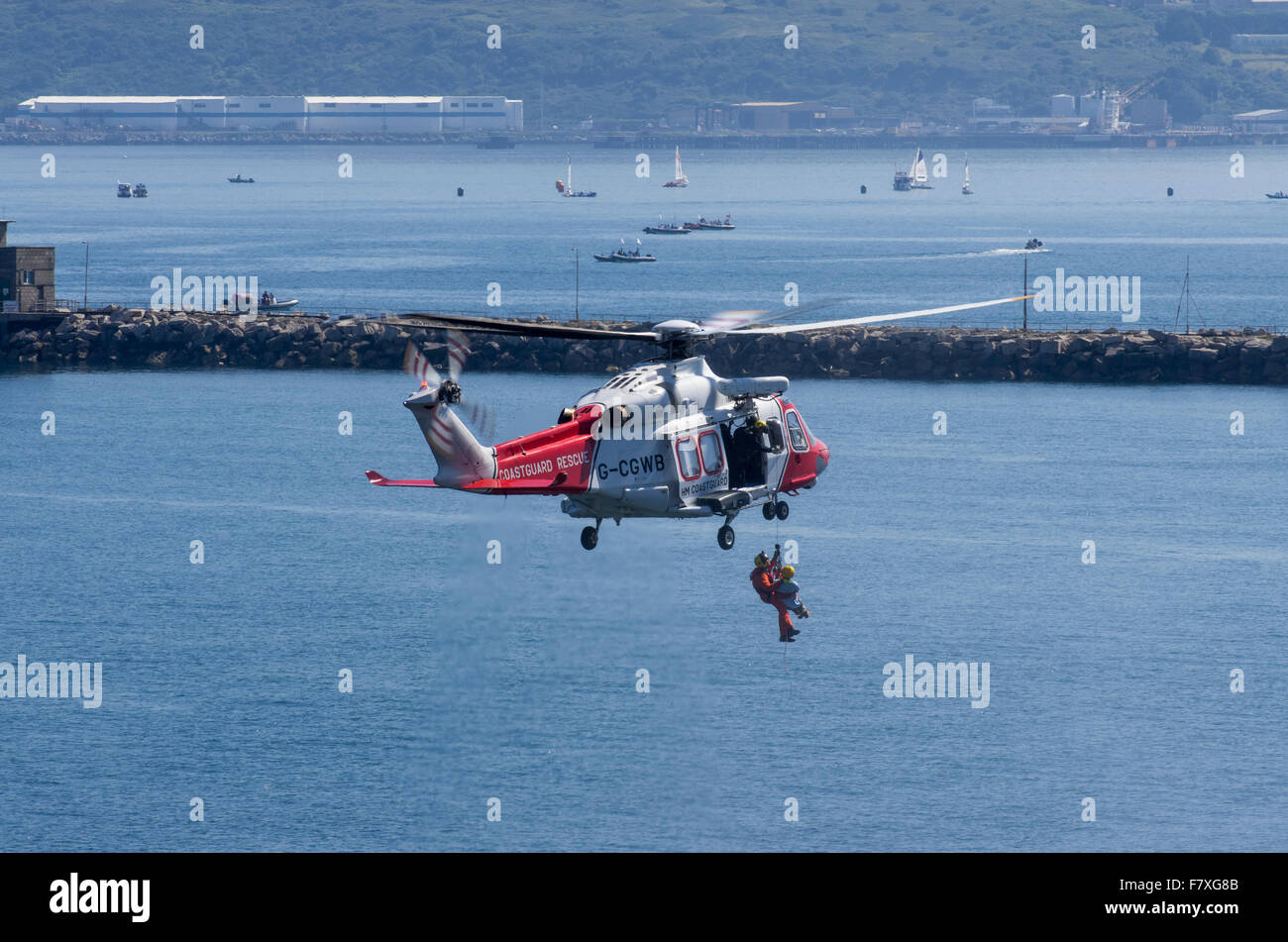 Coastguard helicopter rescue display in Weymouth Stock Photo - Alamy
