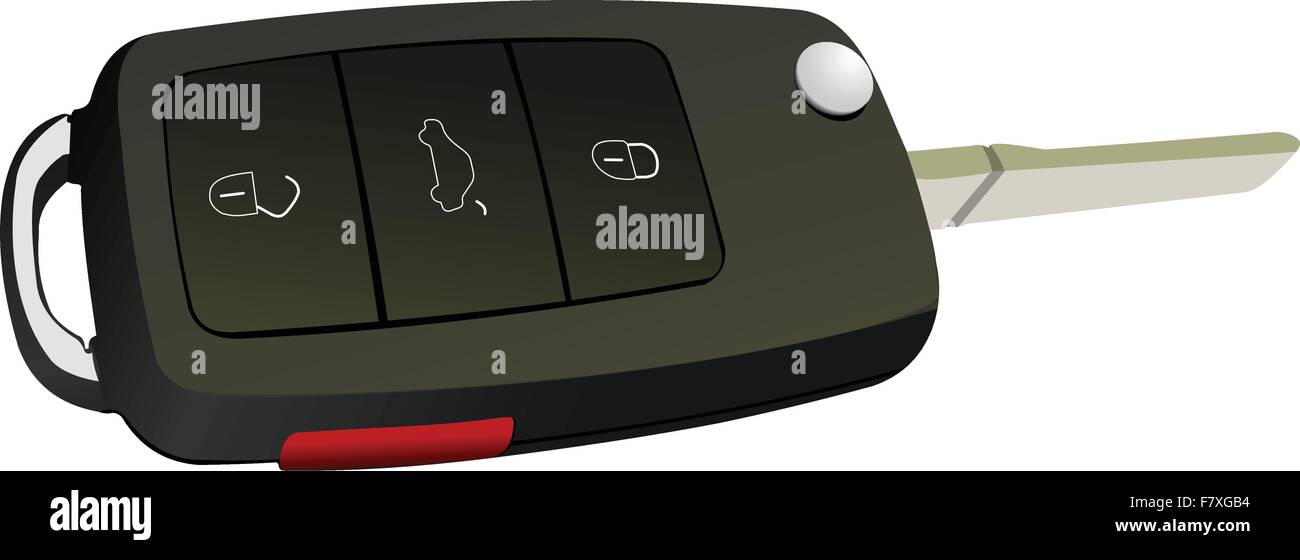 Car key with remote control isolated over white background Stock Vector ...