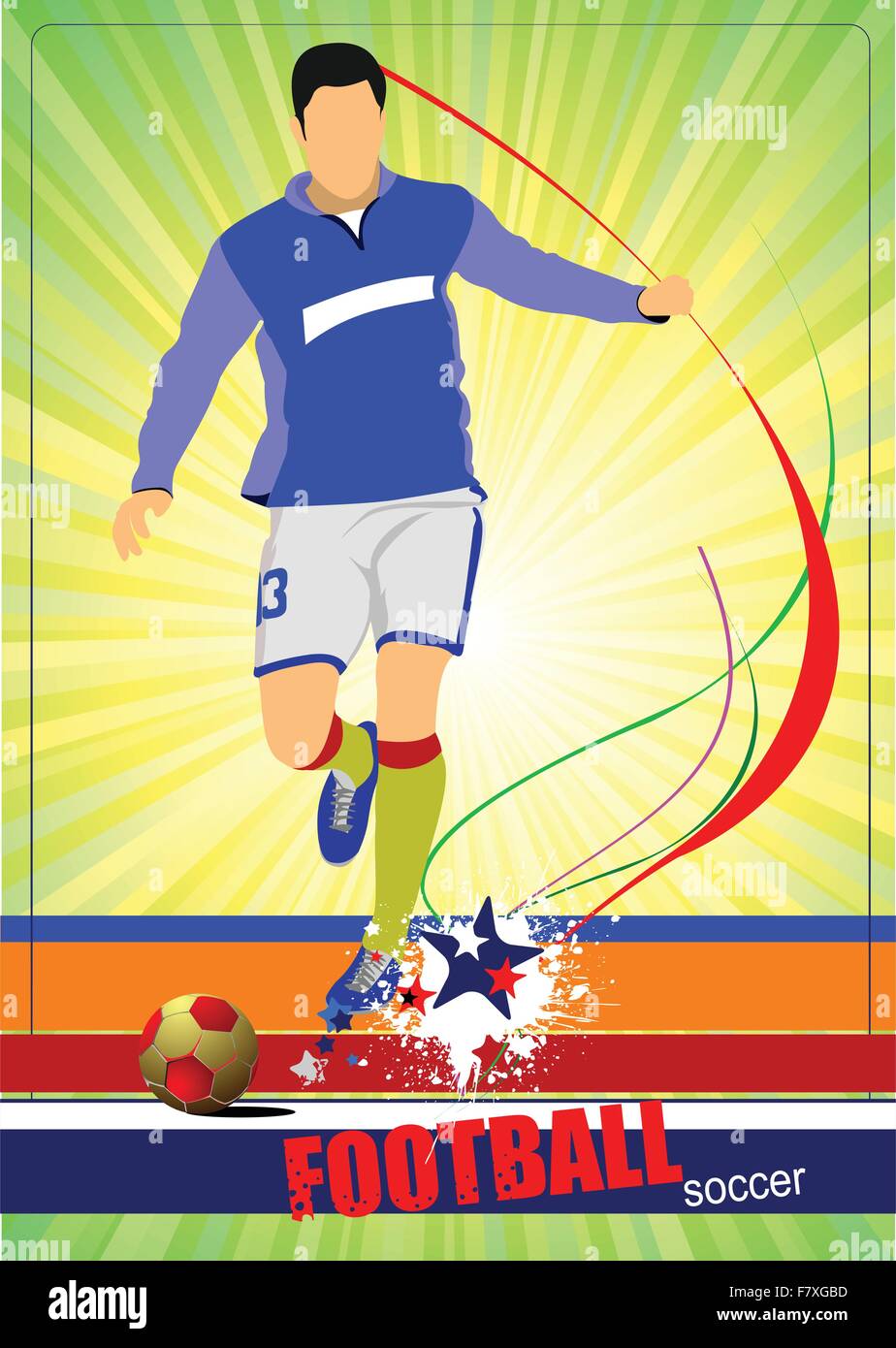 Soccer player poster. Football player. Vector illustration Stock Vector ...