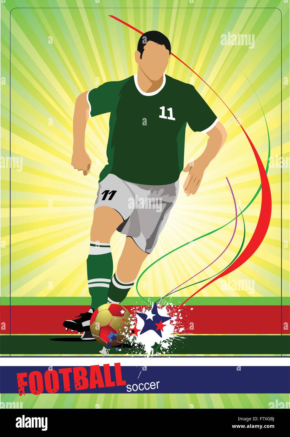 Soccer player poster. Football player. Vector illustration Stock Vector ...