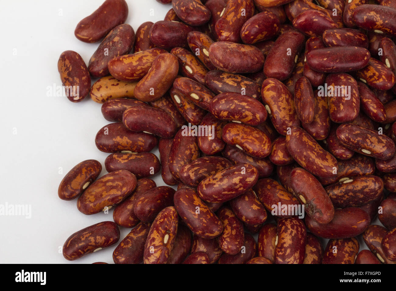 A handful of red beans. View from above. Isolated on white background ...