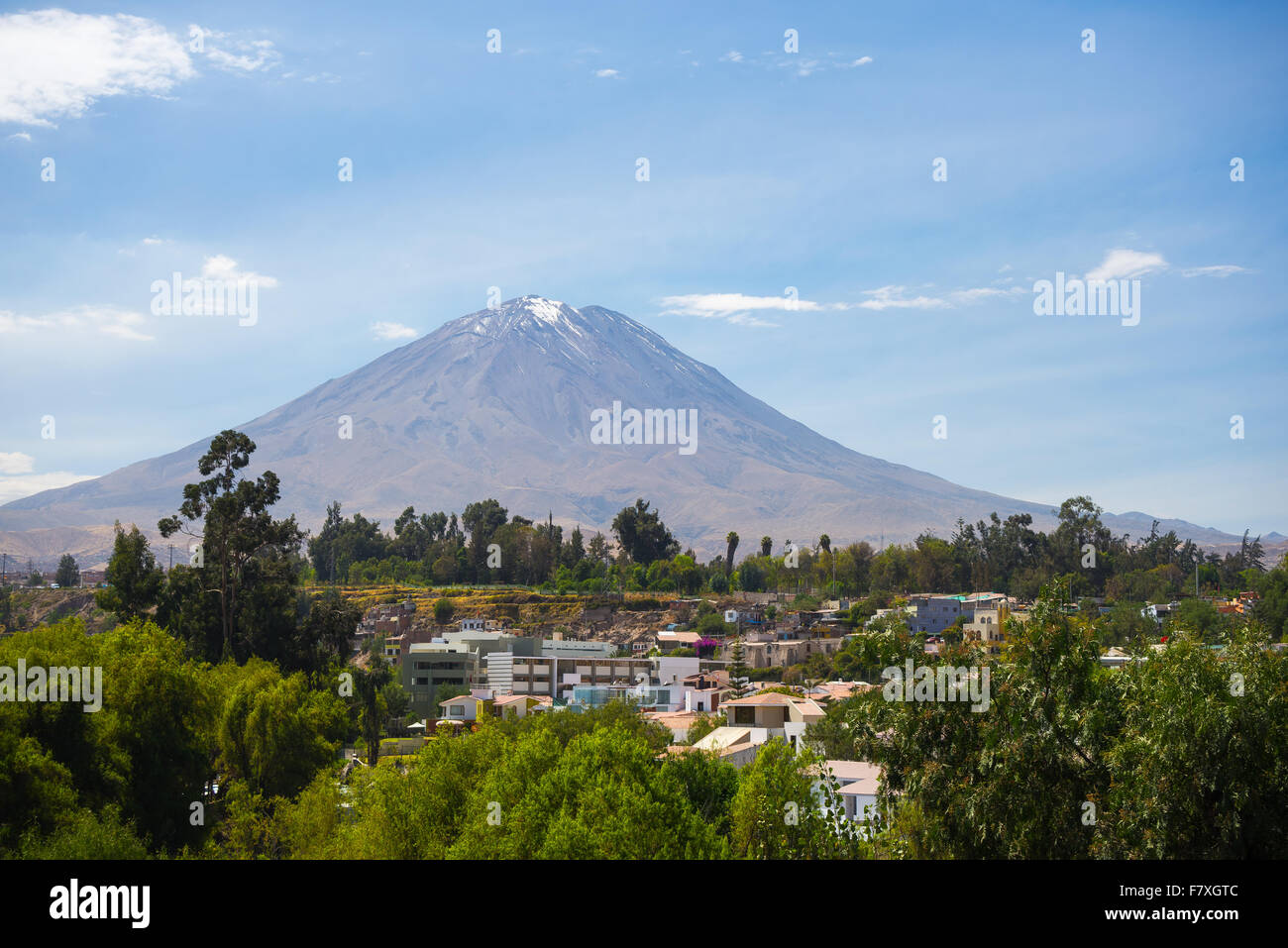 The majestic cone of El Misti Volcano in Arequipa, famous travel ...