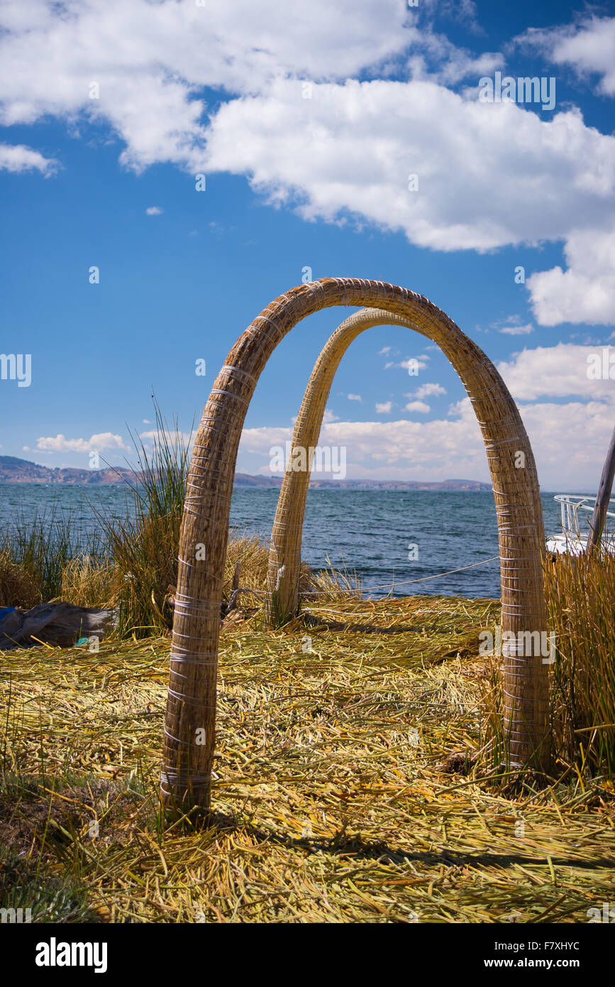 Village of the Uros Islands, entirely made of Totora Reeds, floating on ...