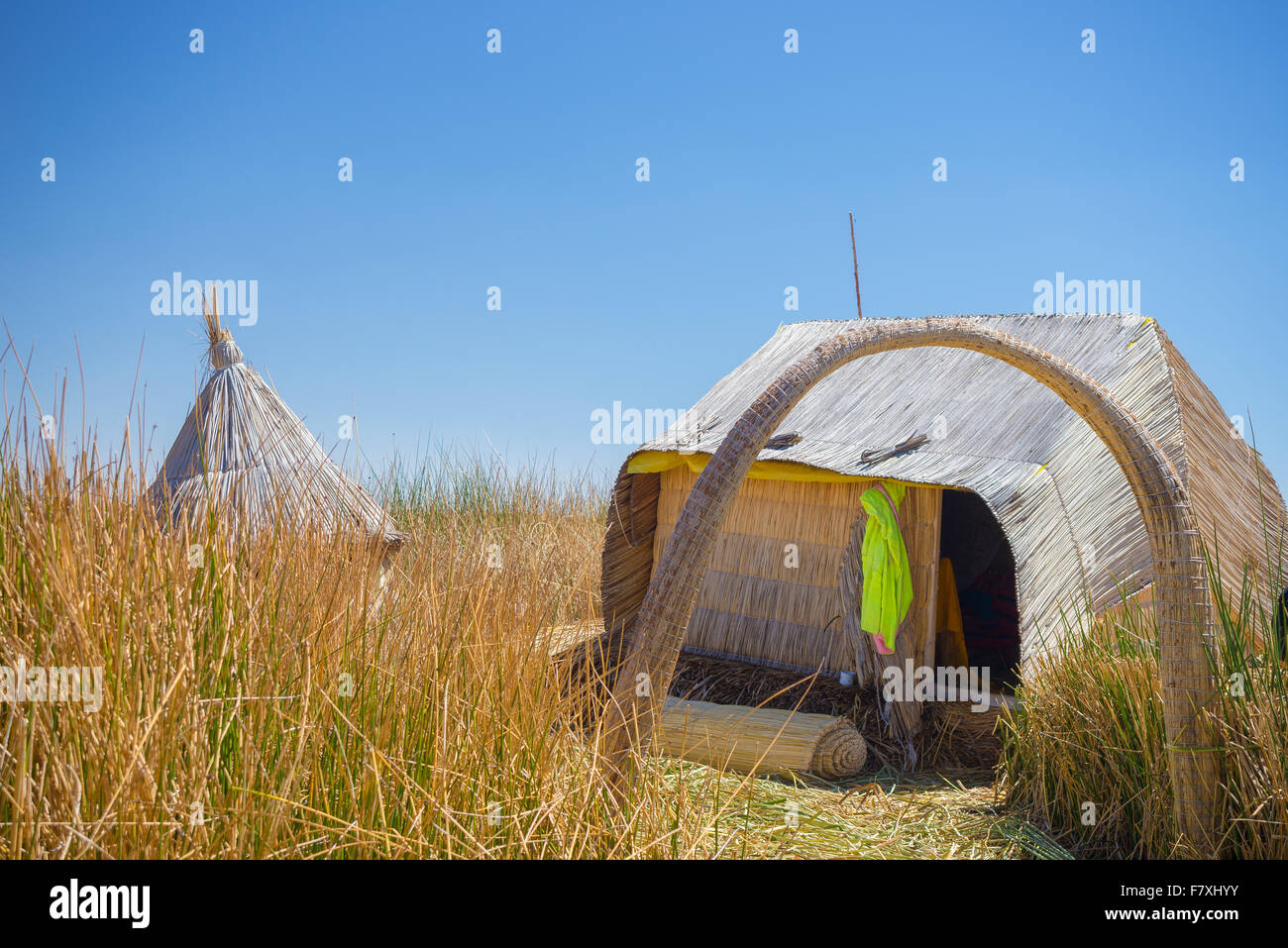 Village of the Uros Islands, entirely made of Totora Reeds, floating on ...