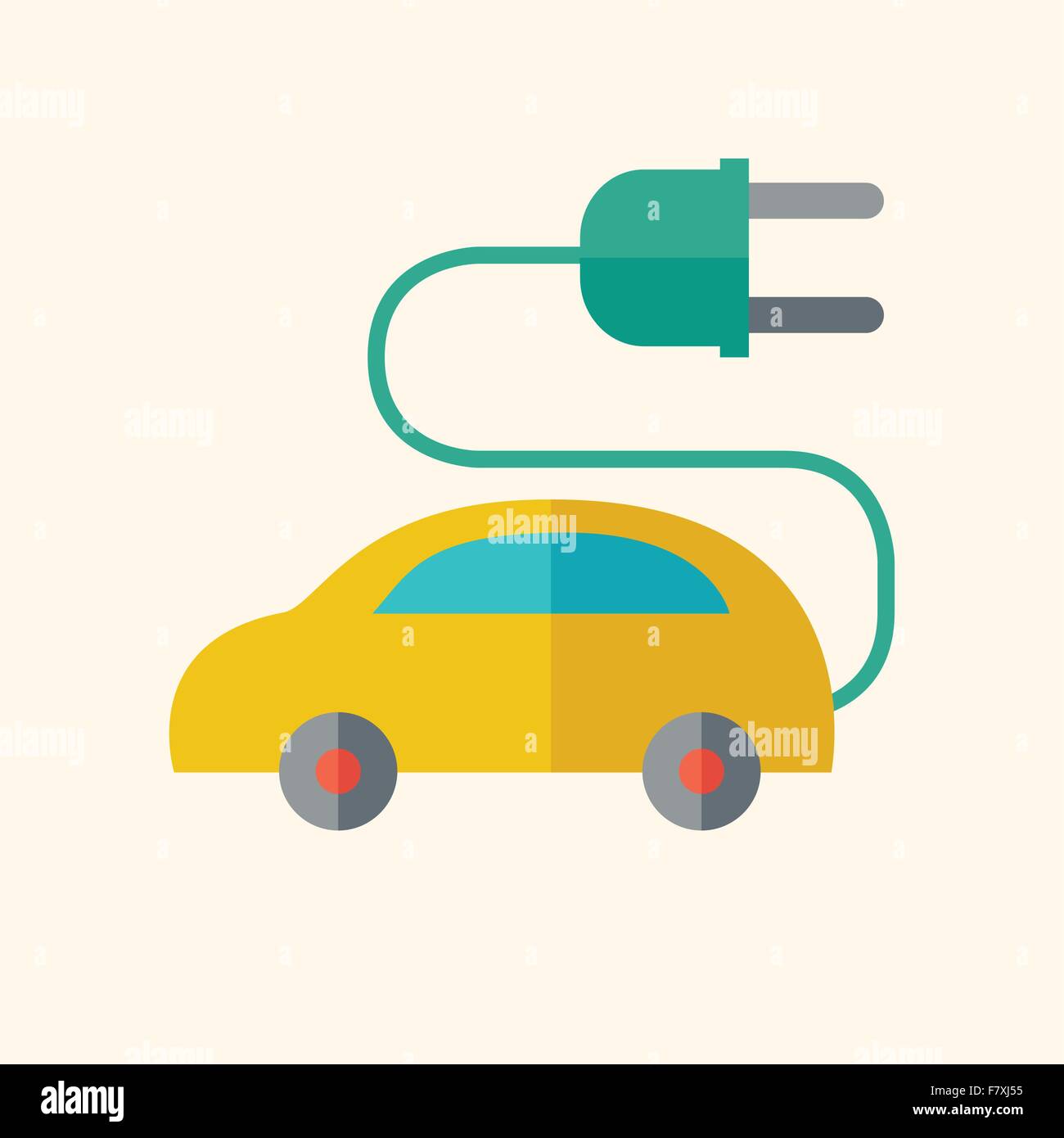 Electric Car Flat Icon Stock Vector Image & Art - Alamy