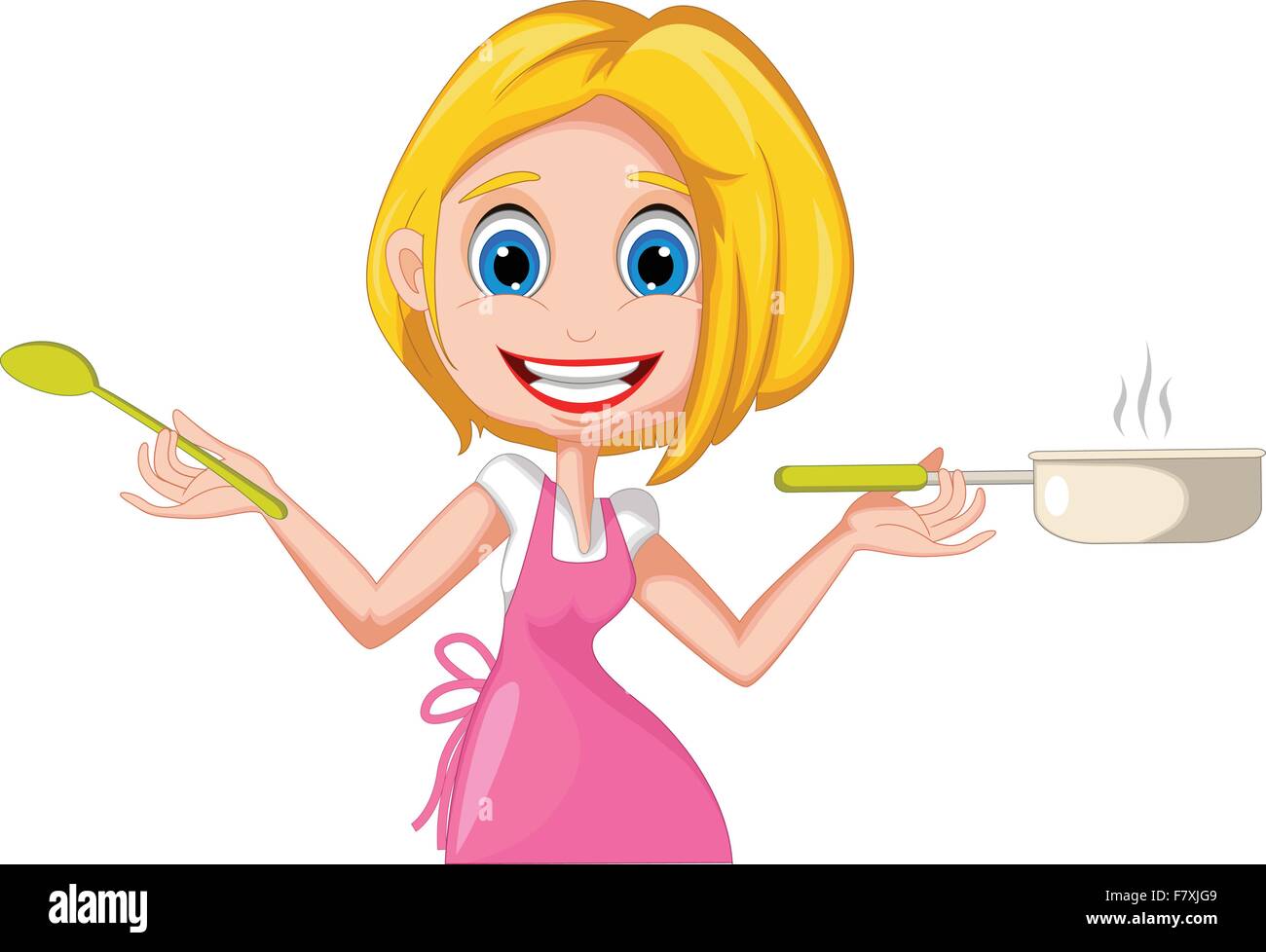 Illustration woman cartoon presenting cooking hi-res stock photography ...